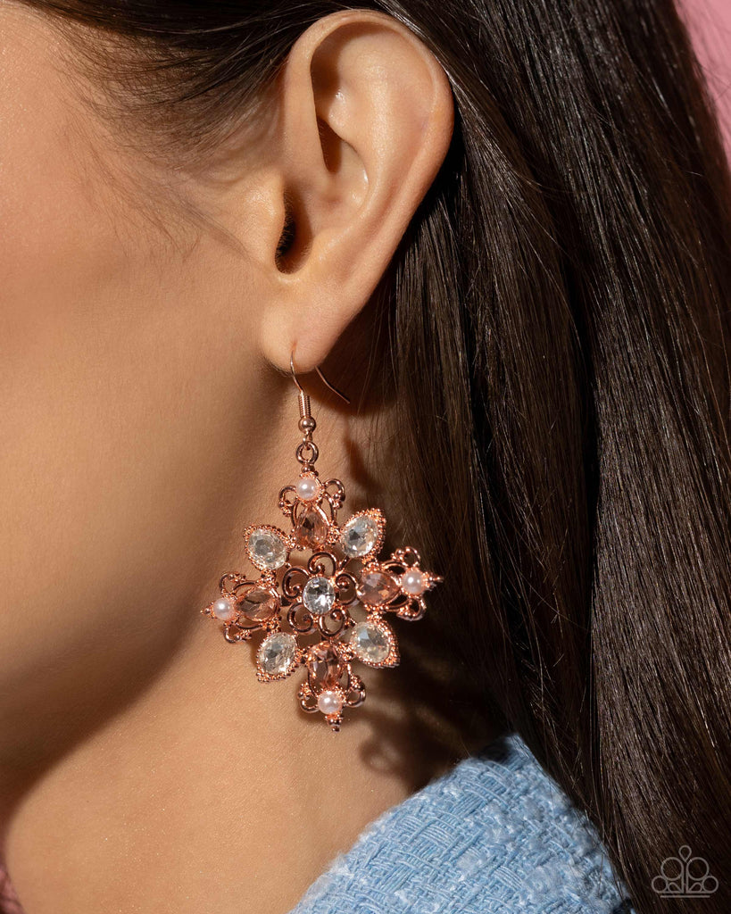 Paparazzi "Fancy-Free Florals" Copper Earrings