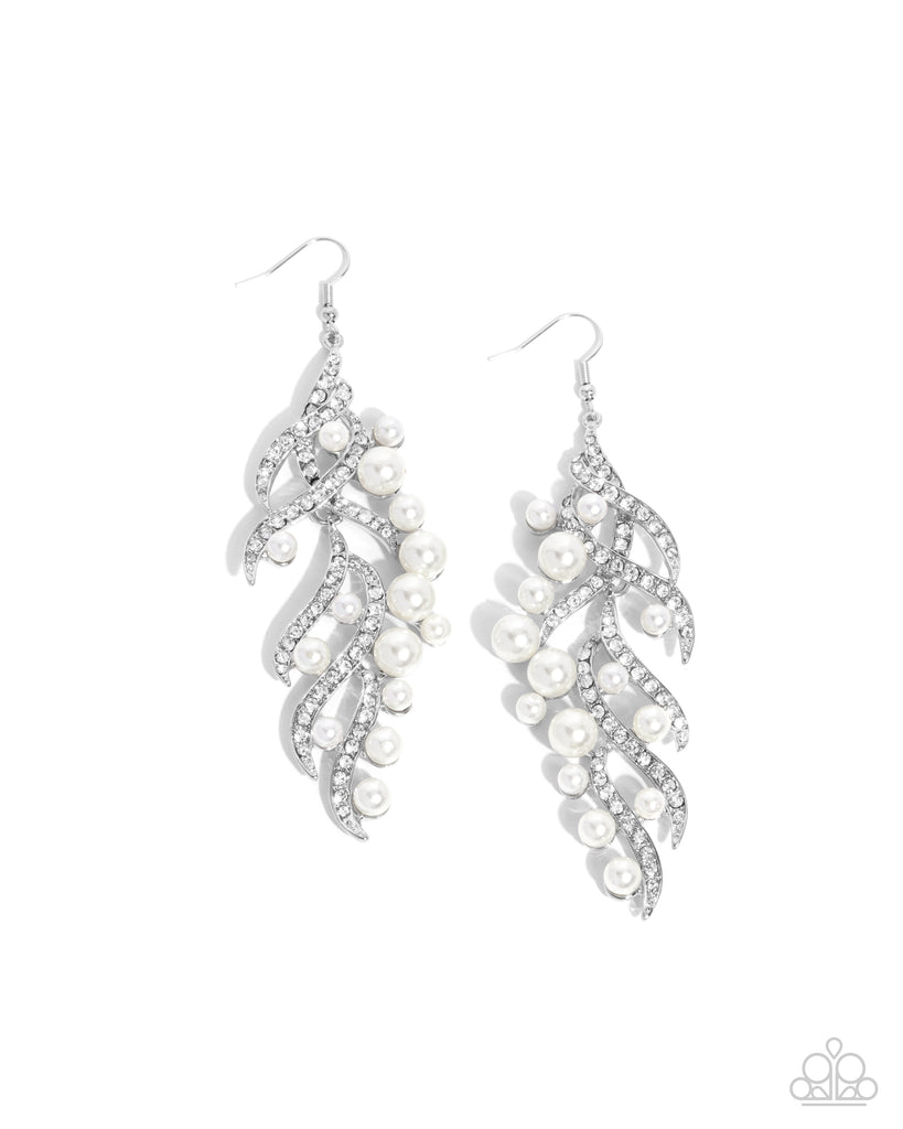 Paparazzi "Flourishing Fancy" White Earrings