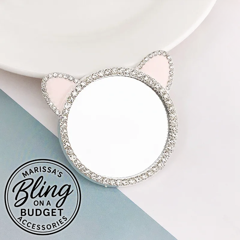 "Kitty Cares" Pink Pocket Mirror
