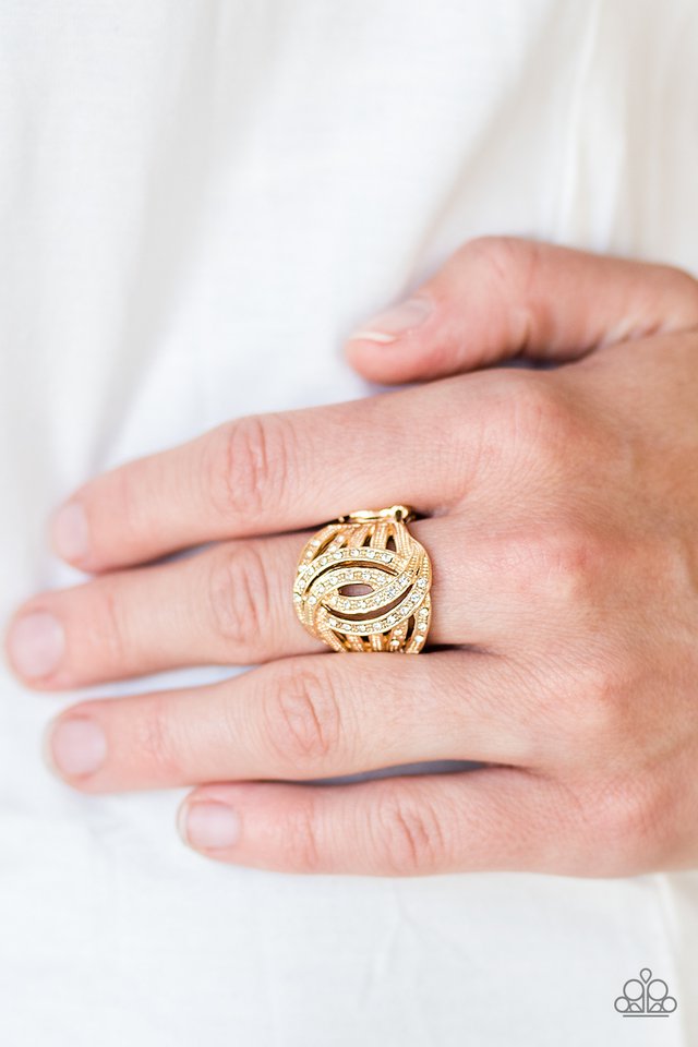 Paparazzi "Cut and RUNWAY" Gold Loop White Rhinestone Ring