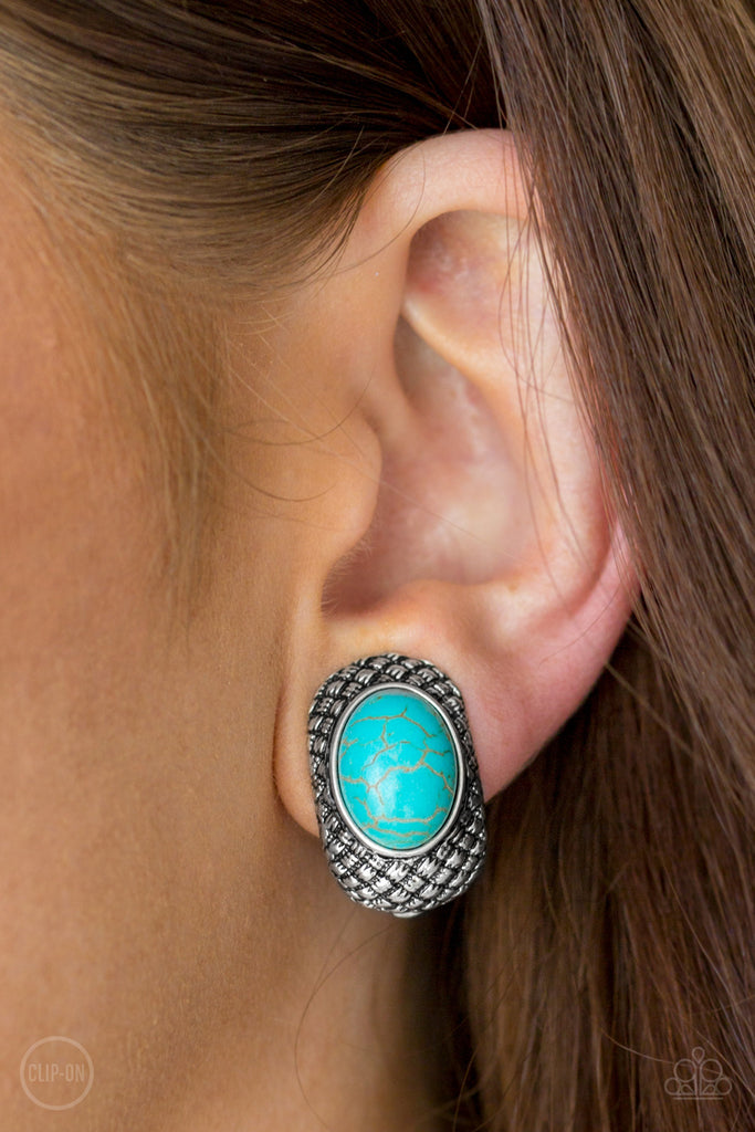 Paparazzi "Bedrock Bombshell" Blue Clip On Earrings