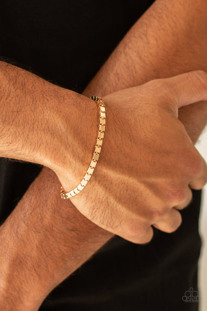 Paparazzi "Boxing Champ" Gold Urban Mens Bracelet